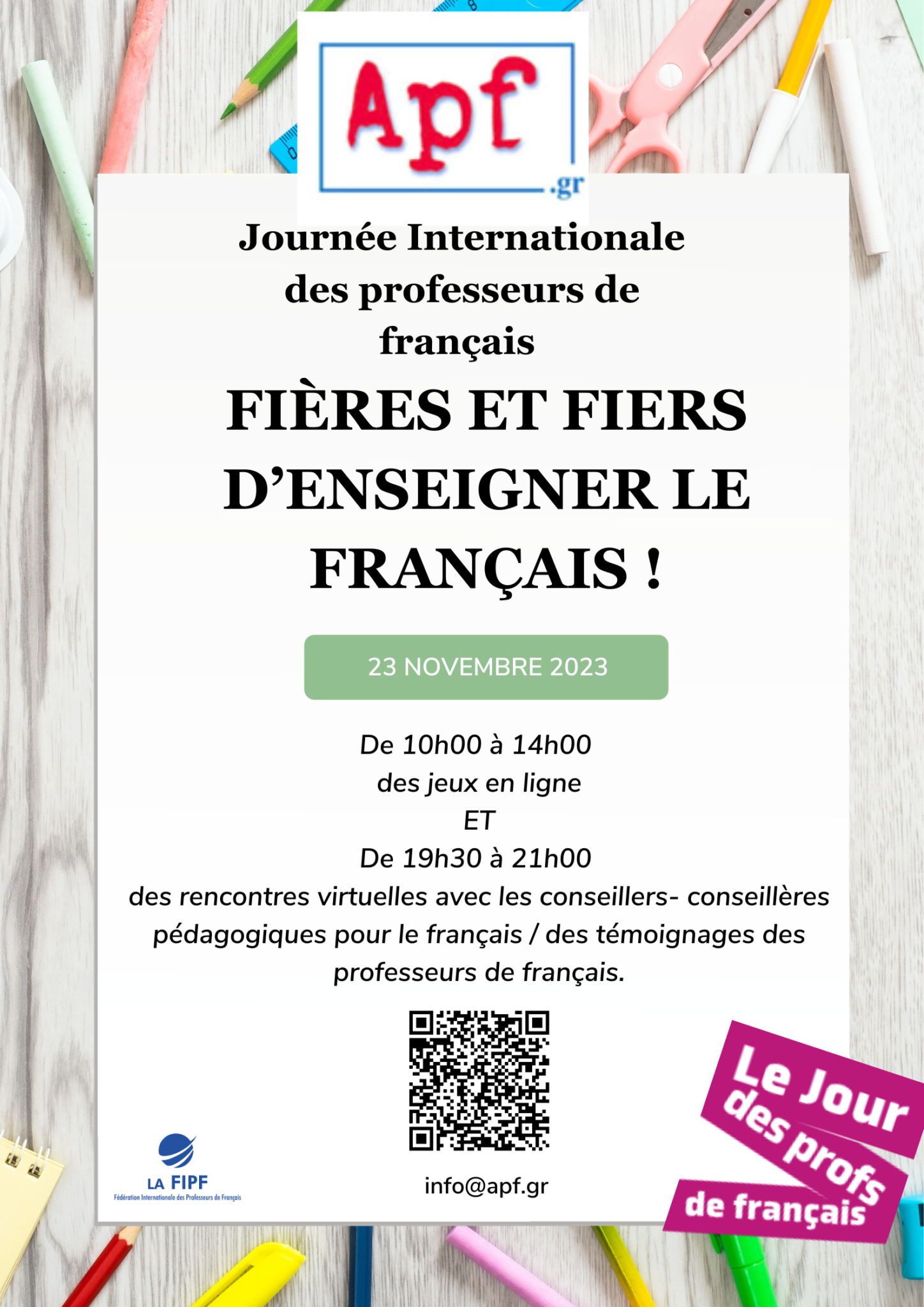 Journée Internationale des Professeurs de français – Apf